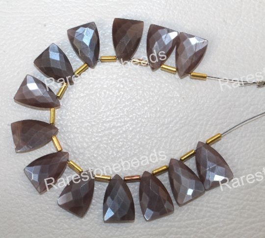 10 Pieces Natural Chocolate Moonstone Beads, 18X12X5 MM Faceted Dagger ...