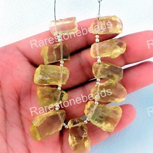 10 Pieces Natural Lemon Quartz Gemstone Raw, Drilled Rough Stone, Raw ...