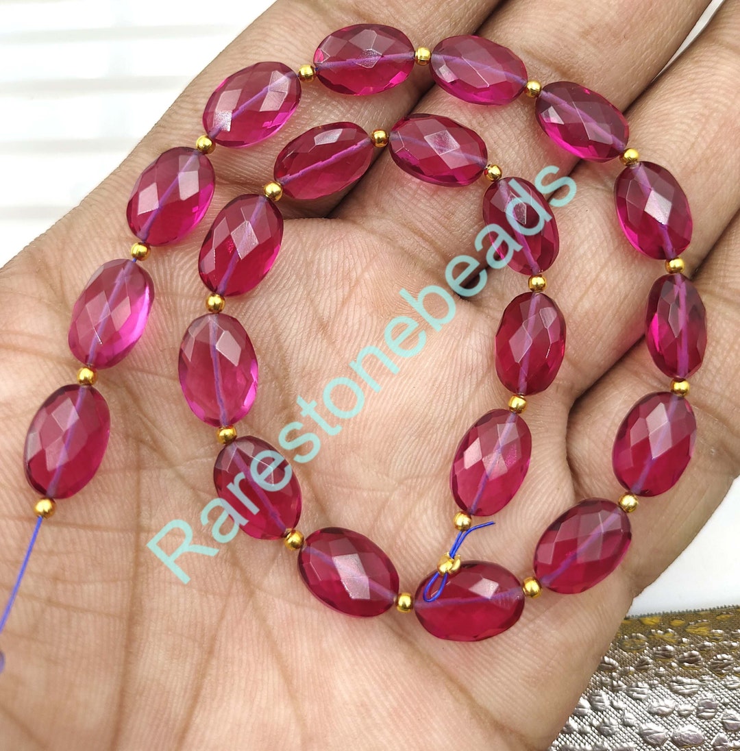 Ruby Gemstone, 15 Pieces, Faceted Gemstone, Rubylite Gemstone, Oval ...