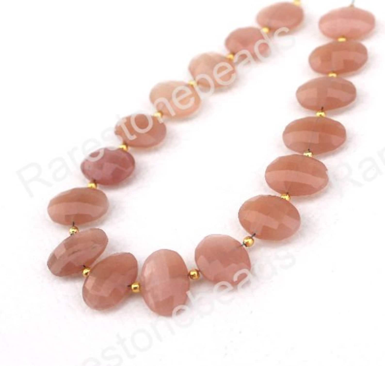 10 Pieces Natural Peach Moon Stone Drilled Gemstone Natural | Etsy