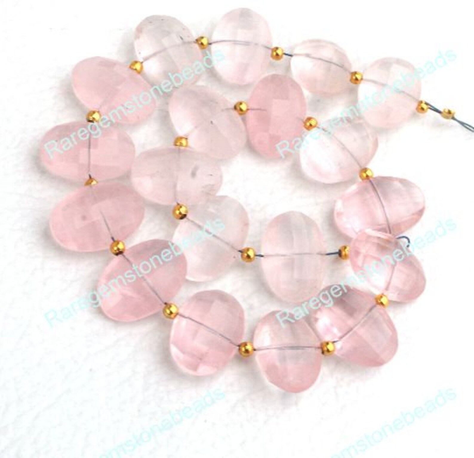 10 Pieces Natural Rose Quartz Gemstone Drilled Gemstone | Etsy