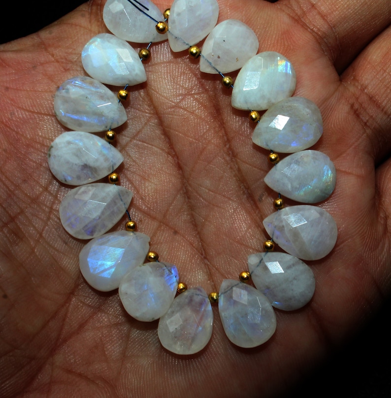 10 pieces natural rainbow moon stone drilled gemstone | Etsy