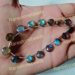 10 Pieces Natural Blue Labradorite Beads, Faceted Beads Heart Shape ...