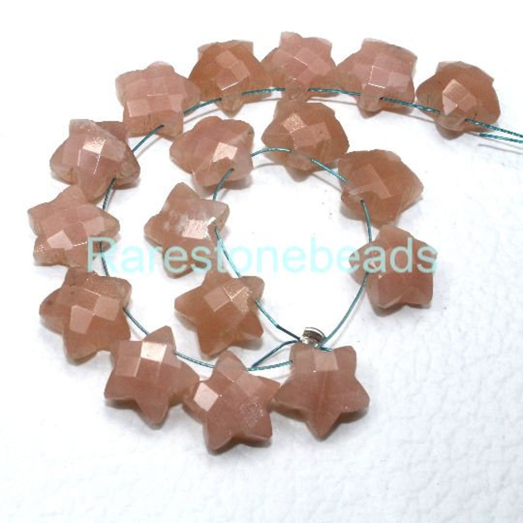 10 Pieces Natural Peach Moon Stone Star, Top Drilled Gemstone Star ...
