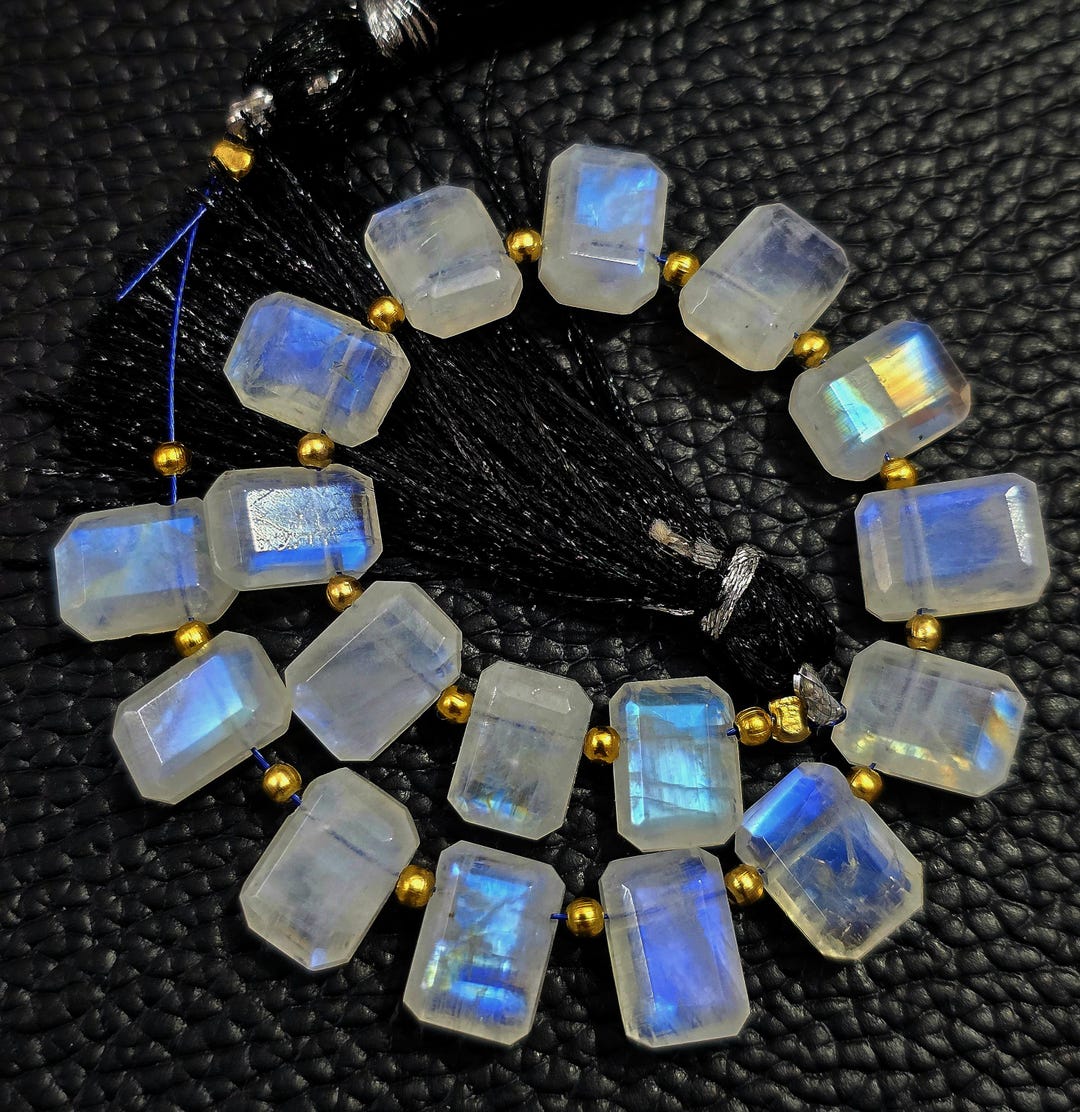 Natural Moon Stone, 10 Pieces, Rainbow Moon Stone, Drilled Gemstone ...