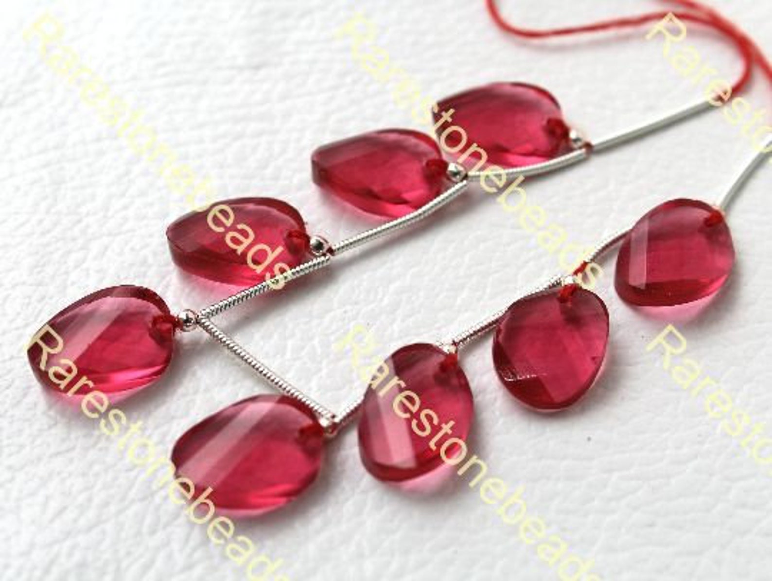 10 Pieces Ruby Lite Quartz Oval Shape Top Drilled Moon - Etsy