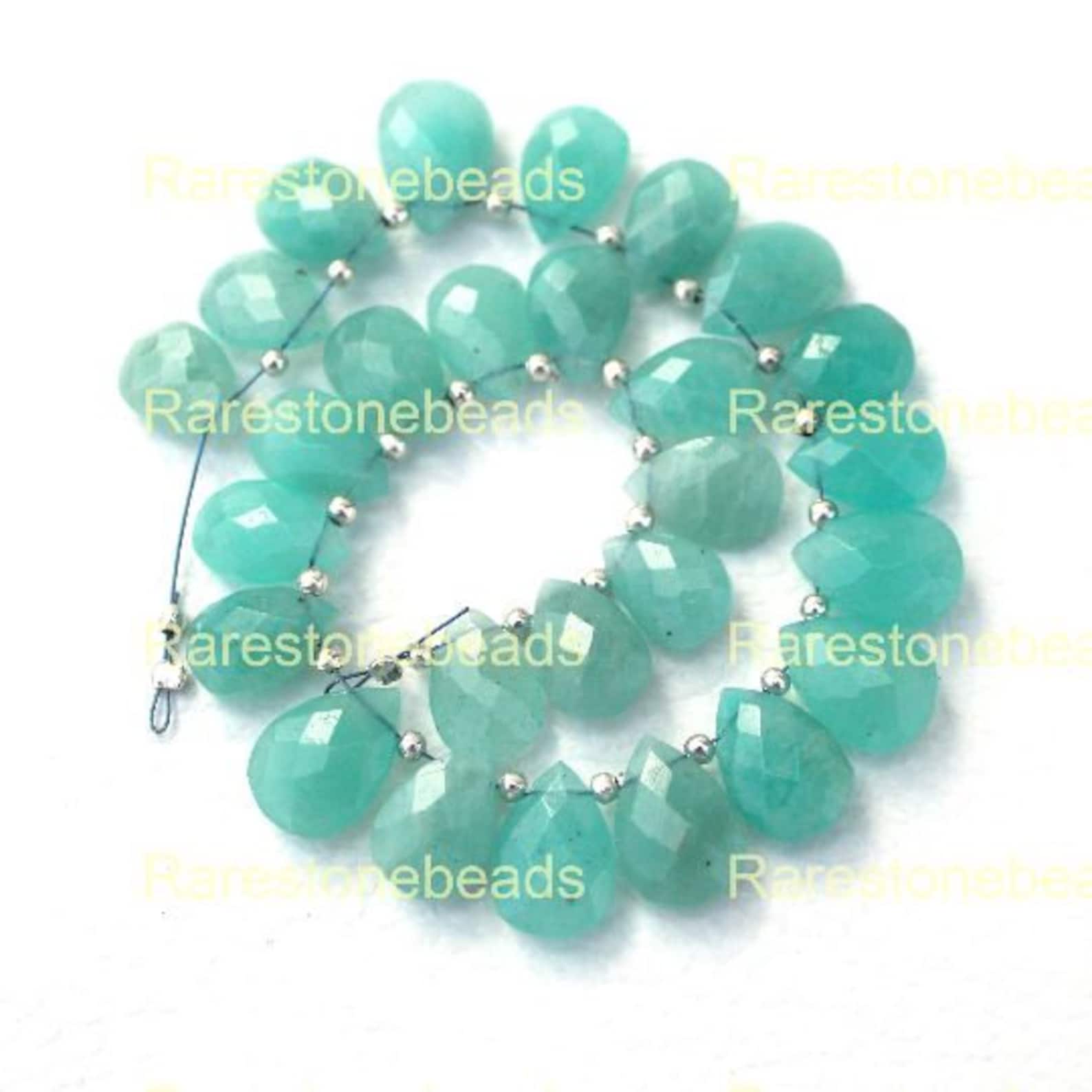 10 Pieces Natural Amazonite Gemstone, Top Drilled Gemstone, Tiny Pear ...