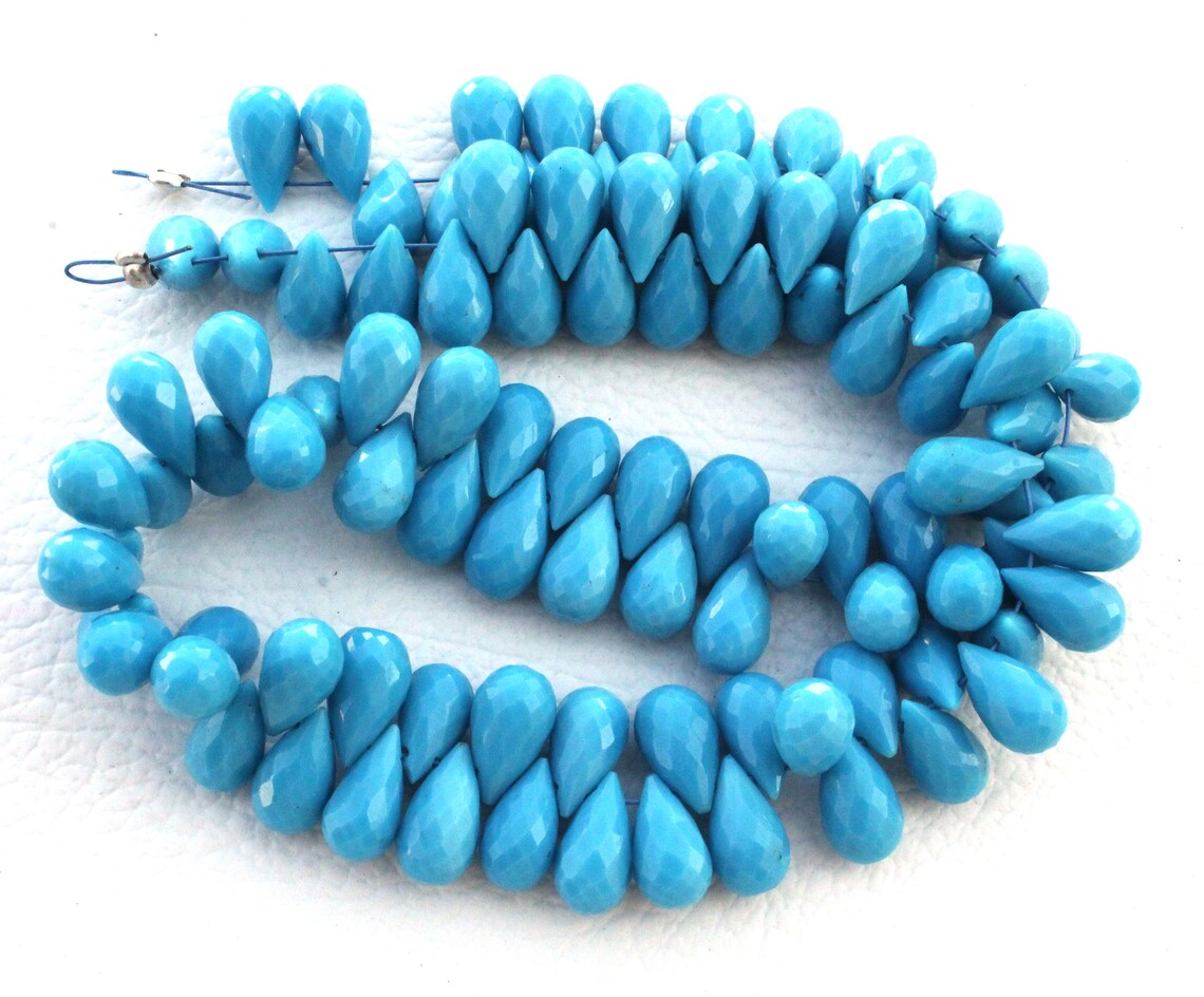 10 Pieces Turquoise gemstone Teardrop gemstone Micro Faceted | Etsy