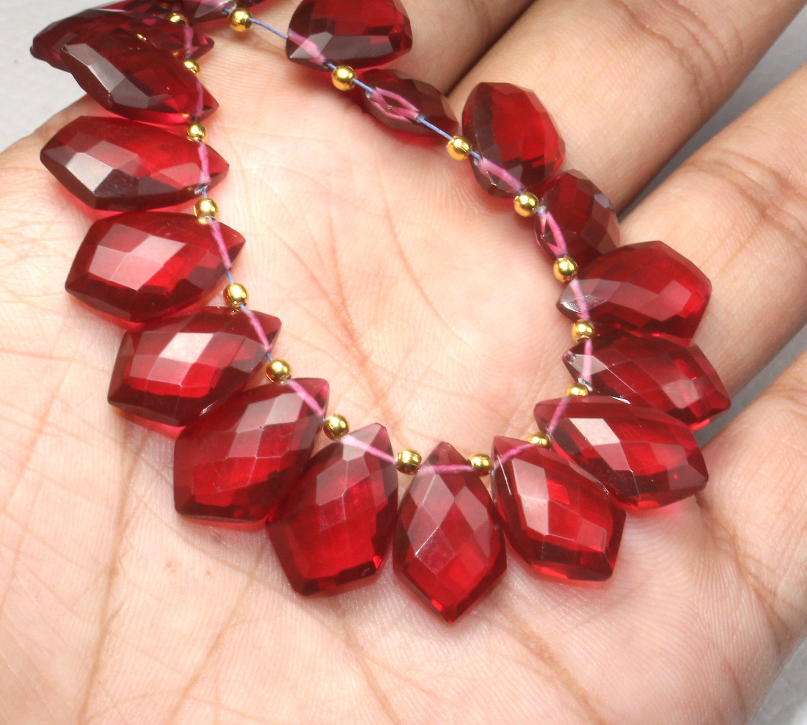 10 pieces ruby lite quartz beads drilled gemstone ruby | Etsy