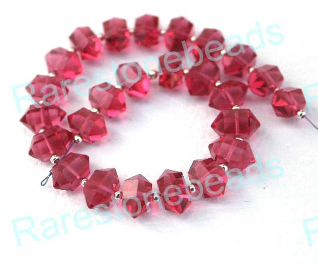 10 Pieces Ruby Lite Quartz, Drilled Gemstone, Herkimer Diamond Shape ...