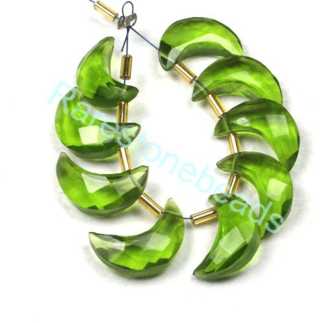10 Pieces Peridot Quartz Gemstone, Crescent Moon, Drilled Moon Shape ...