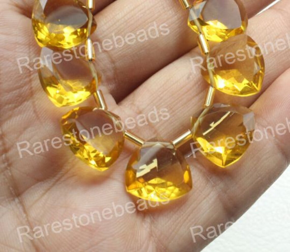10 Pieces Citrine Quartz Trillion Shape Gemstone Faceted | Etsy