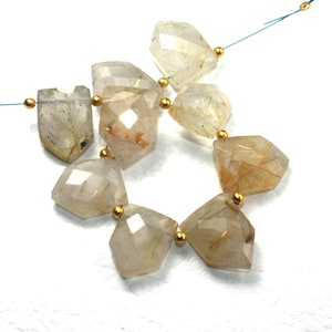 10 pieces Natural Golden Rutile faceted gemstone top drill | Etsy