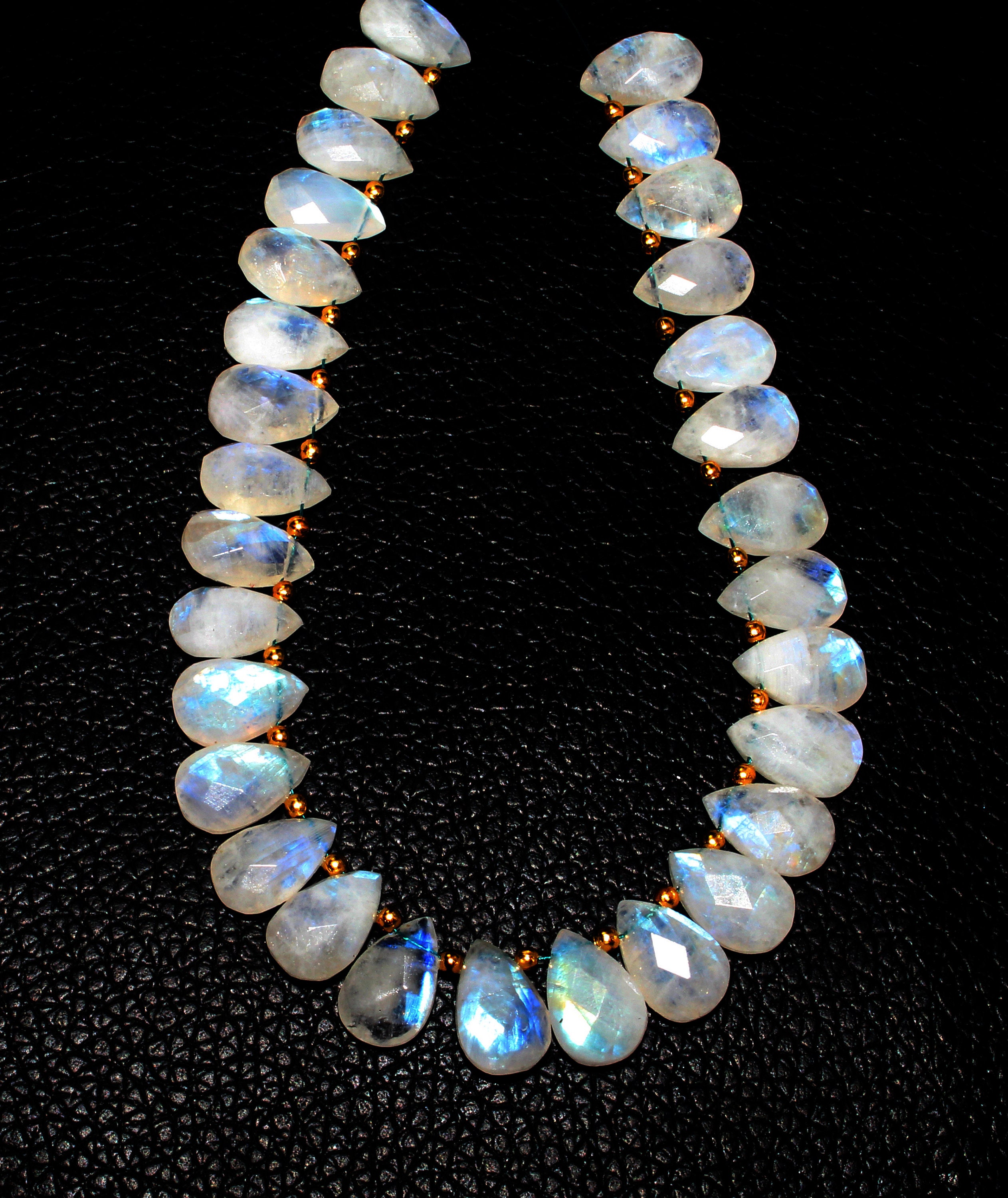 10 Pieces Natural Rainbow moon stone pear shape gemstone | Etsy