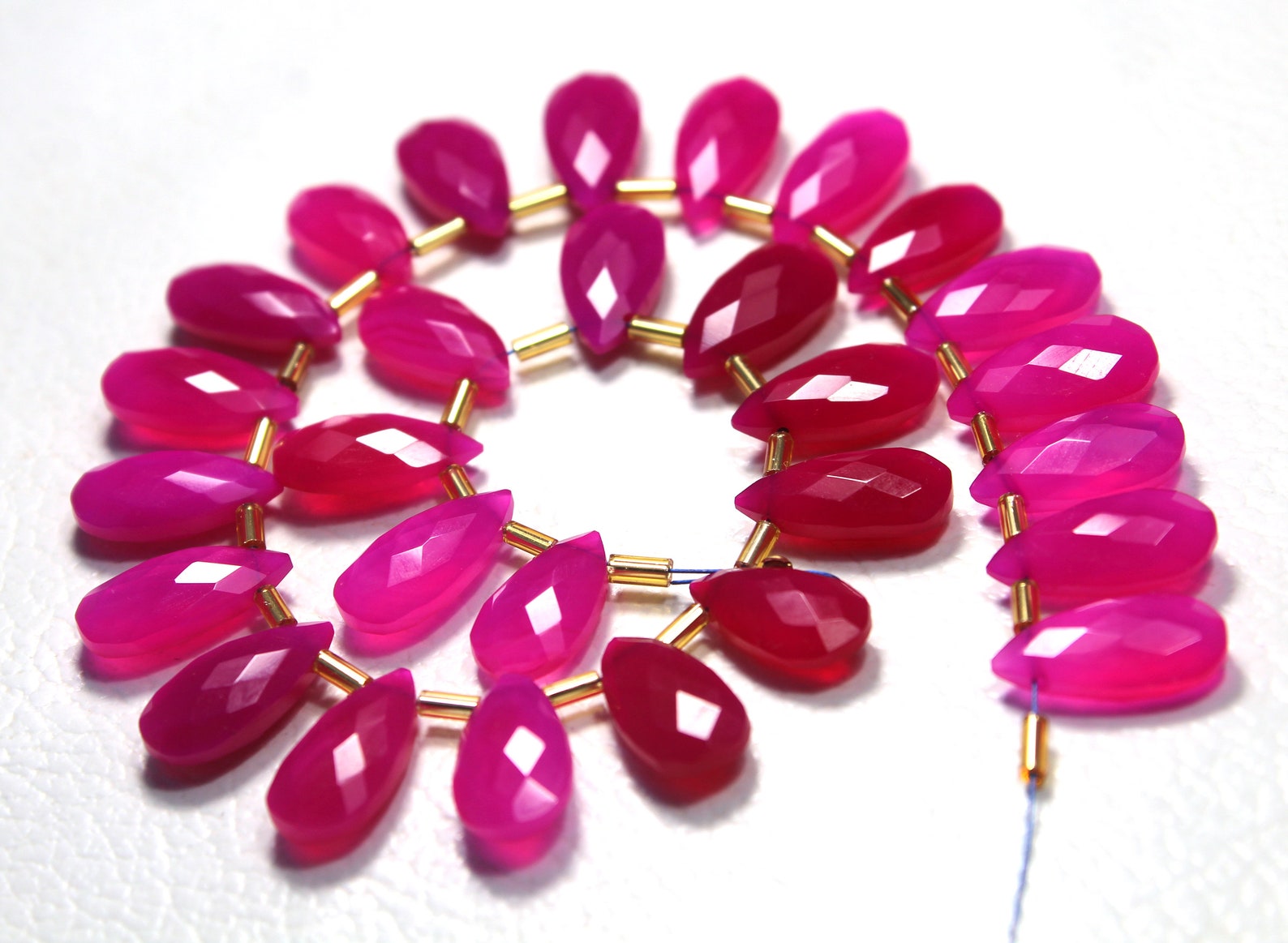 10 Pieces Natural Hot Pink gemstone drilled gemstone pear | Etsy