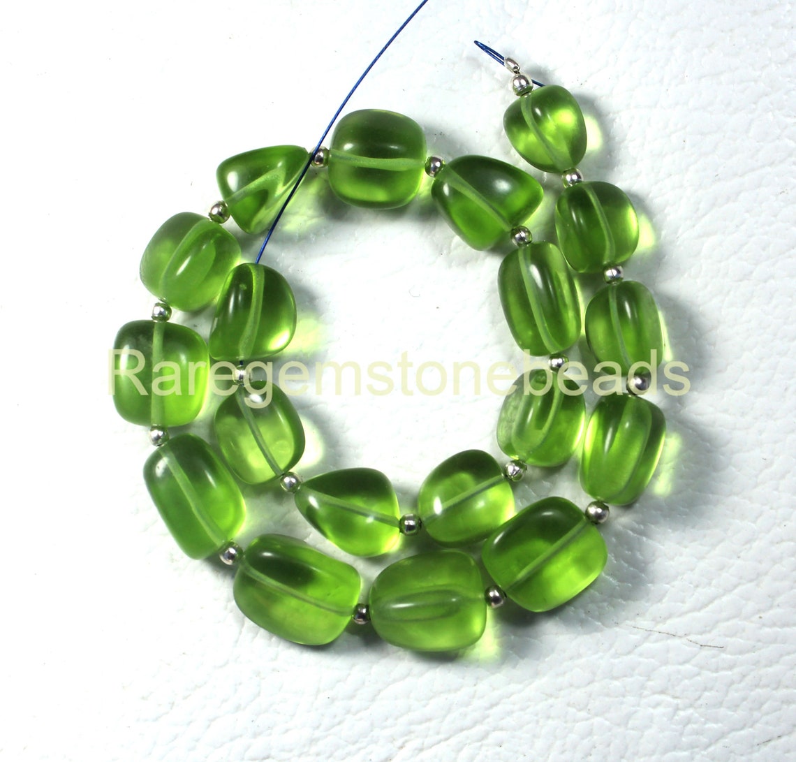 10 Pieces Peridot Quartz Gemstone, Drilled Stone Beads, Peridot Beads ...