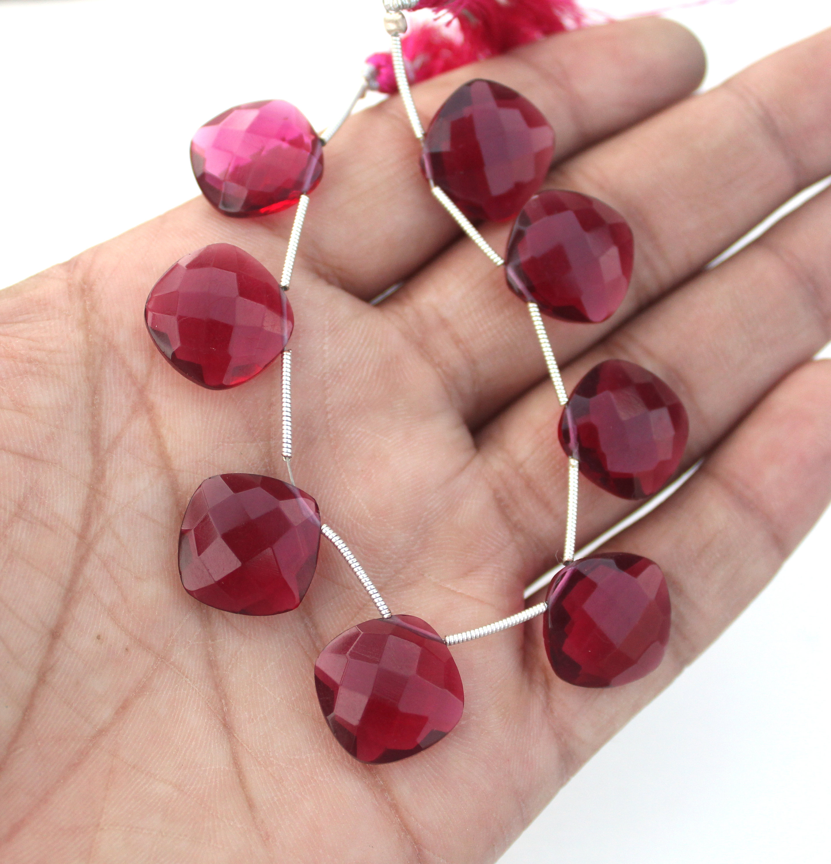 8 pieces Ruby lite quartz gemstone drilled gemstone cushion | Etsy