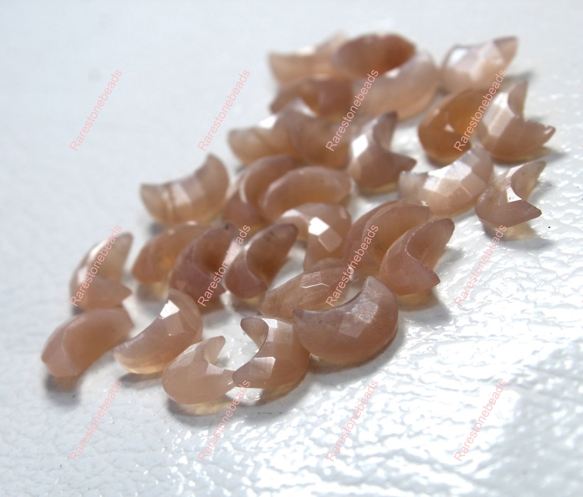 Natural Peach Moon Stone Moon Shape Stone Natural Stone - Etsy