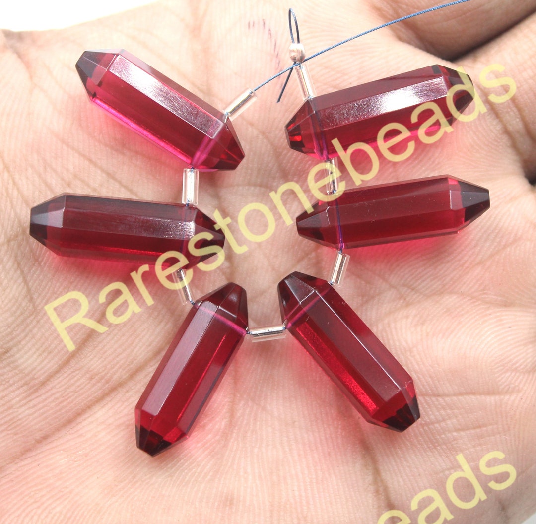 Ruby Lite Stone, 8 Pieces, Long Shape Gemstone, Top Drilled Gemstone ...