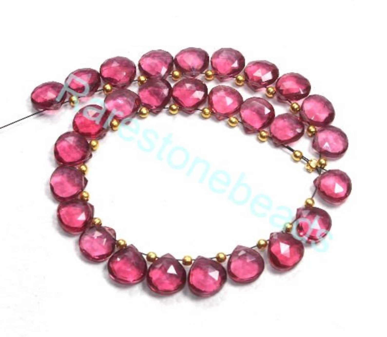 20 Pieces Ruby Lite Quartz Gemstone, Tiny Heart Shape Beads, Top ...