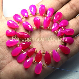 10 Pieces Natural Hot Pink Gemstone, Drilled Gemstone, Pear Shape Stone ...