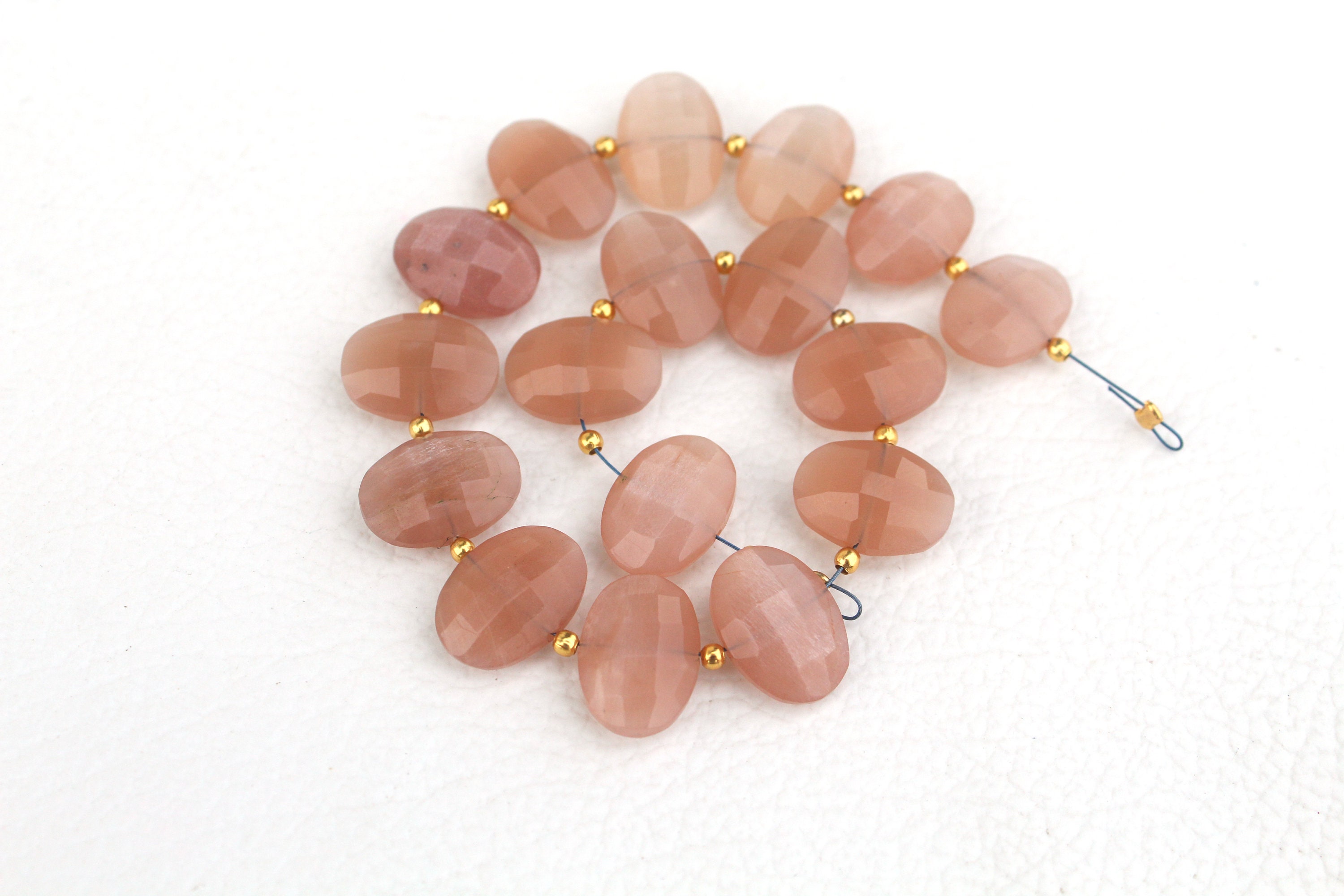 10 pieces natural peach moon stone drilled gemstone natural | Etsy