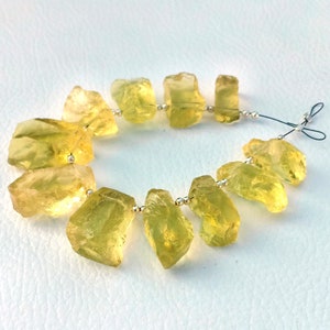 10 pieces natural Lemon quartz gemstone raw drilled rough | Etsy