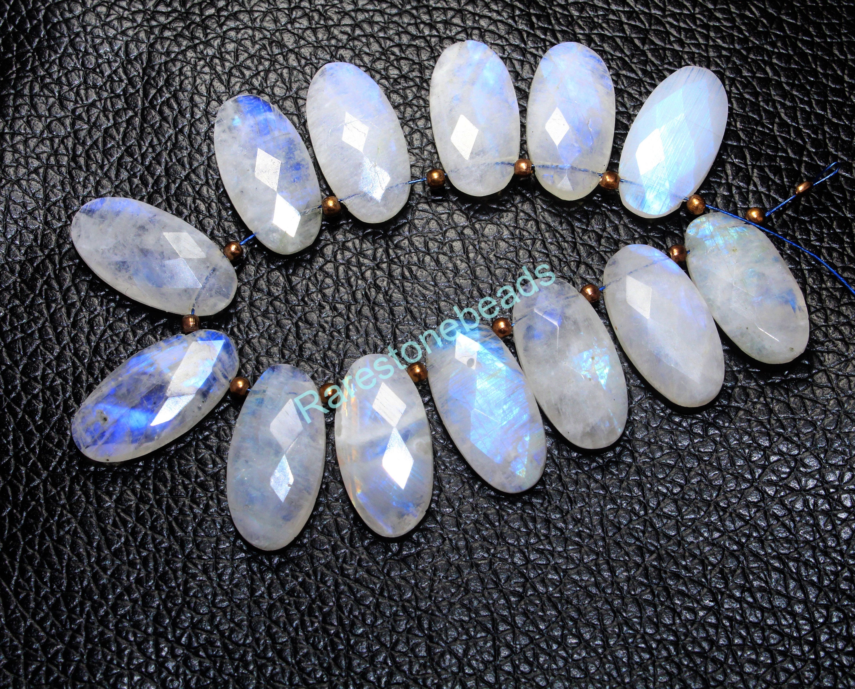 Rainbow Moon Stone 8 Pieces Natural Drilled Gemstone Blue - Etsy