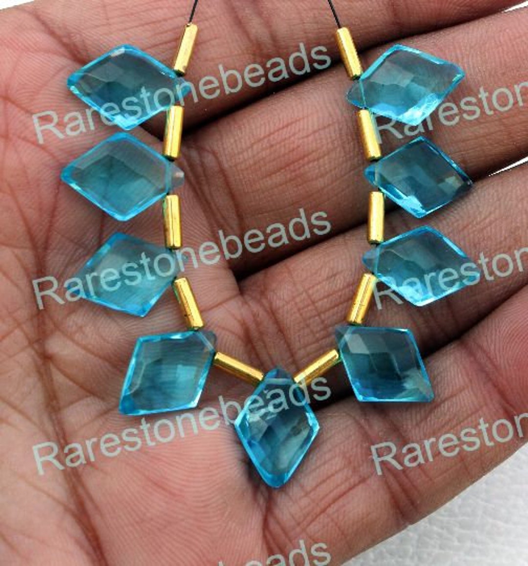 10 Pieces Sky Blue Quartz Gemstone, Drilled Fancy Shape Gemstone, Sky ...