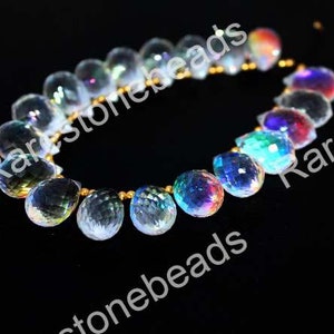 10 Pieces Mystic Quartz Gemstone, Micro Faceted Beads, Top Drilled ...
