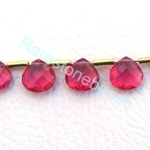 10 Pieces Rubylite Quartz, Drilled Gemstone, AAA Quality Gemstone, Ruby ...
