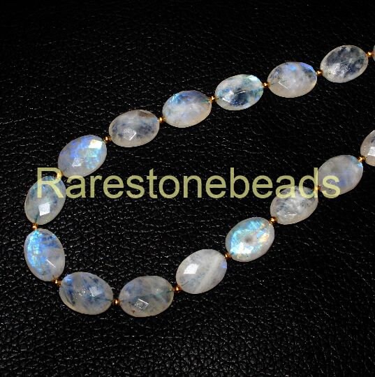 10 Pieces Natural Rainbow Moon Stone Oval Shape Faceted | Etsy