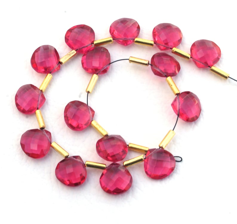 10 pieces rubylite quartz drilled gemstone AAA quality | Etsy