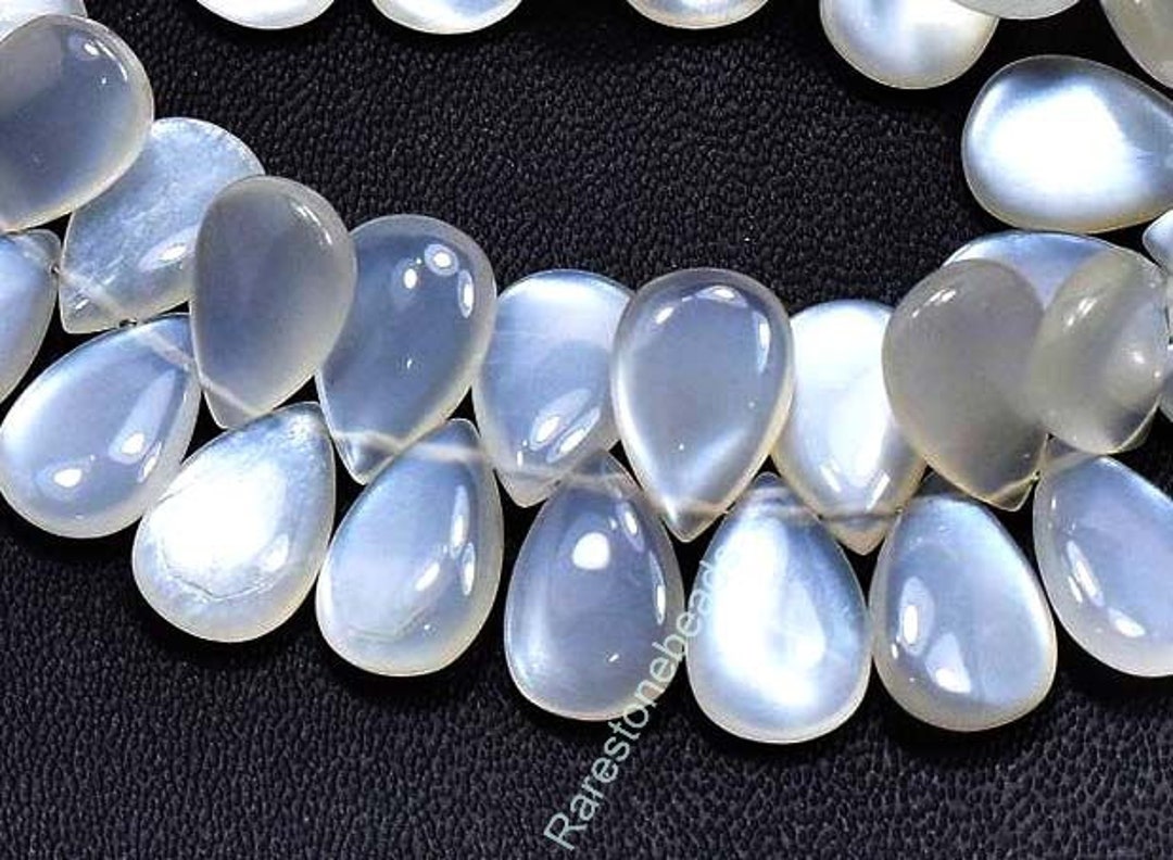 White Moon Stone, 10 Pieces, Natural Gemstone, Top Drilled Gemstone ...