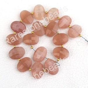 10 Pieces Natural Peach Moon Stone, Drilled Gemstone, Natural Moon ...
