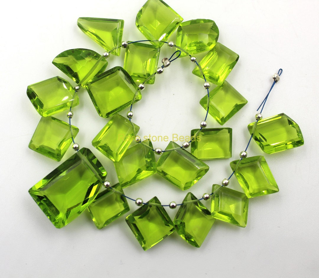 10 Pieces Peridot Quartz Gemstone, Top Drilled Stone, Good Quality ...
