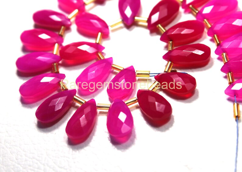 10 Pieces Natural Hot Pink Gemstone Drilled Gemstone Pear - Etsy