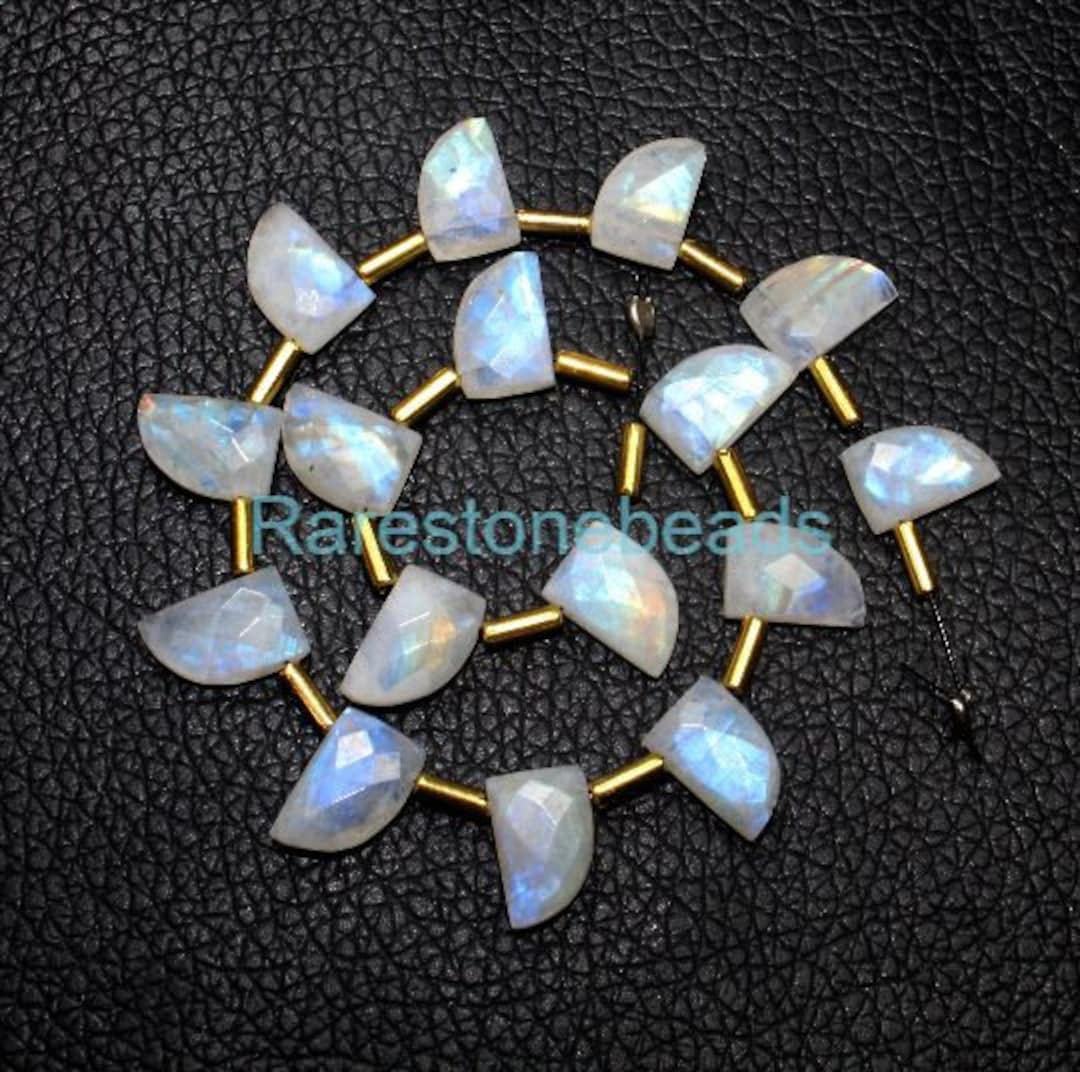 10 Pieces Natural Rainbow Moon Stone, Drilled Stone for Jewelry ...