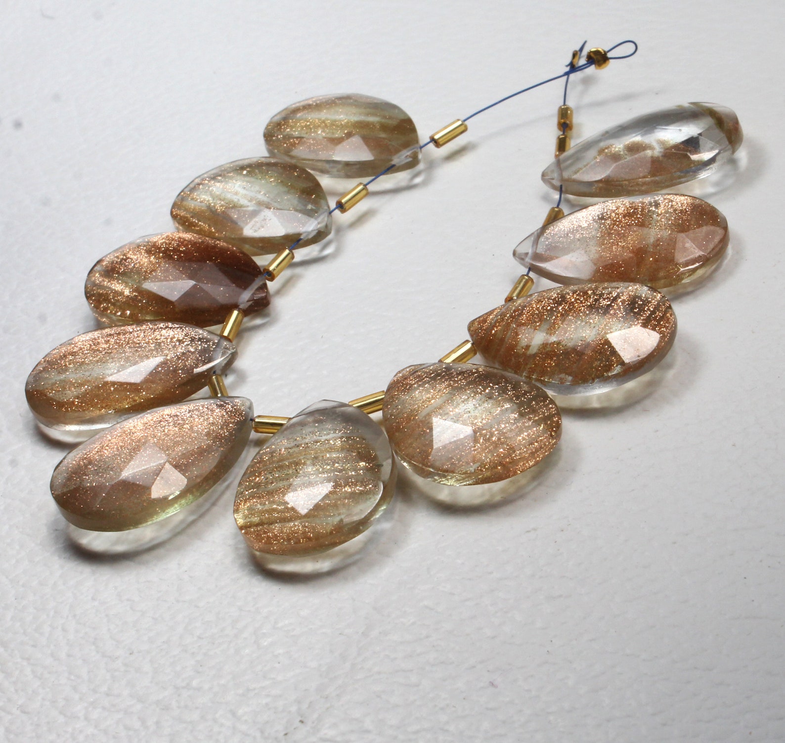 6 pieces Golden shine quartz gemstone top drilled gemstone | Etsy