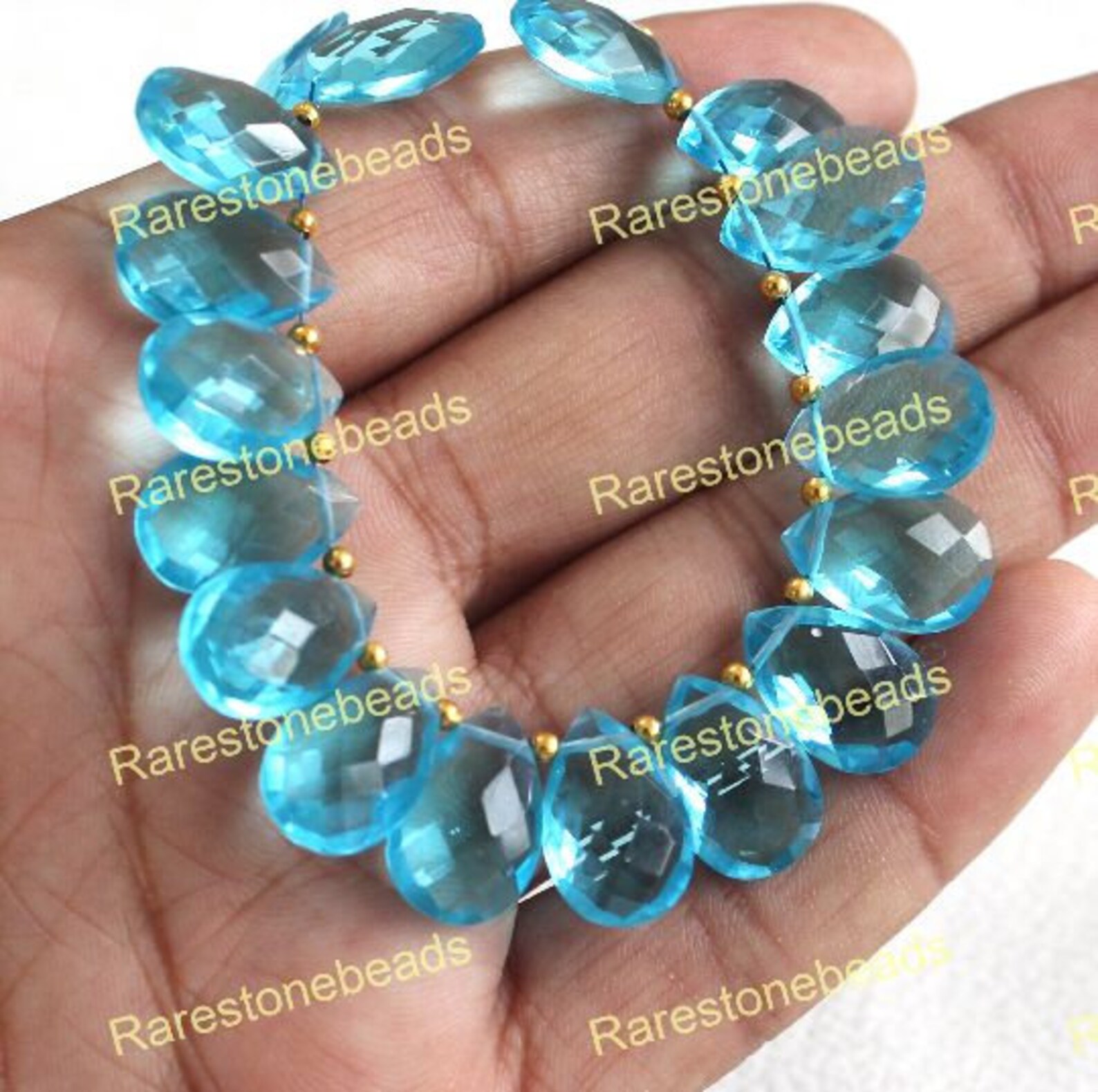 10 Pieces Sky Blue Quartz Gemstone Drilled Gemstonehandmade | Etsy