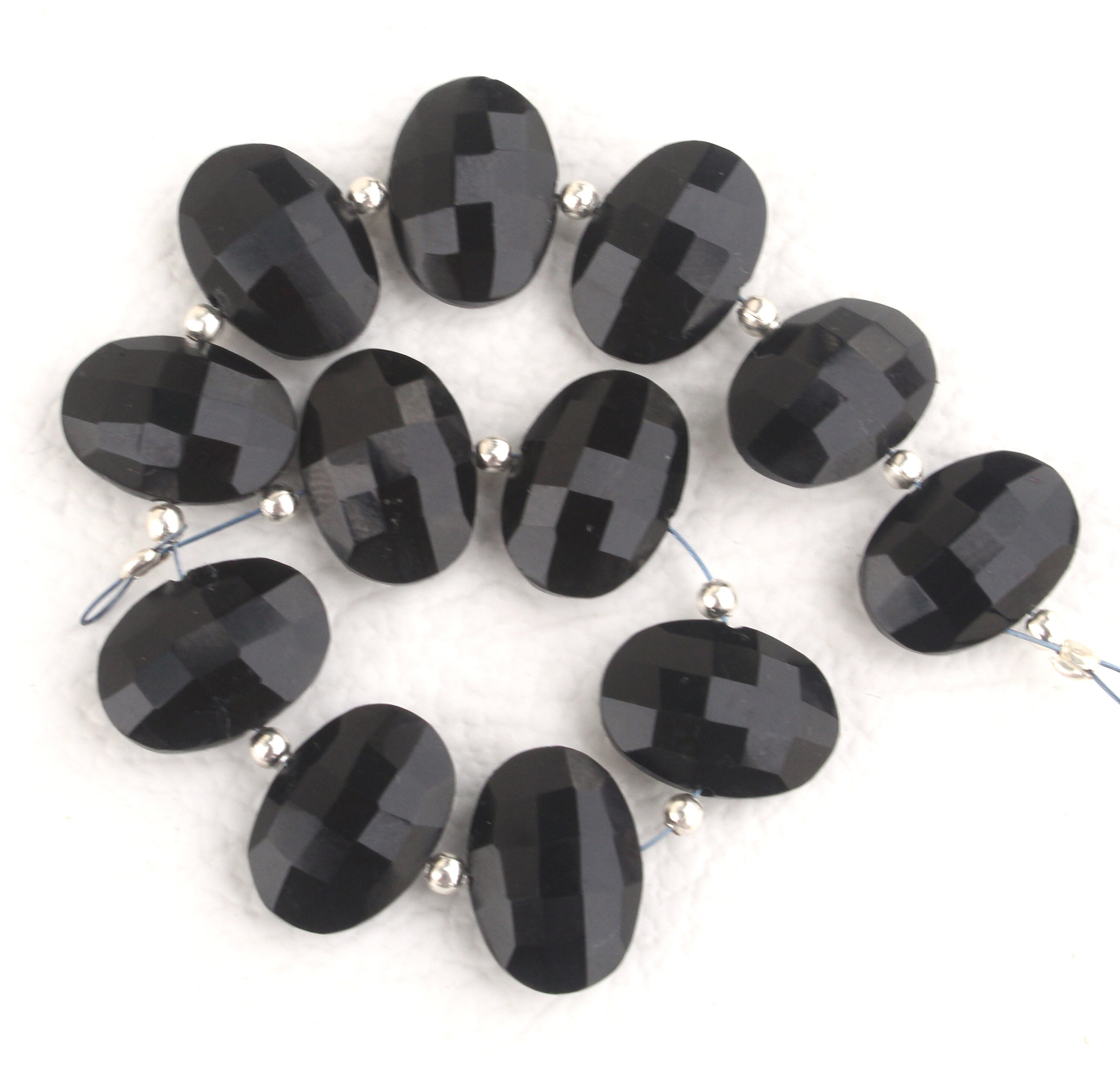 10 pieces Black Onyx gemstone straight drill oval shape | Etsy
