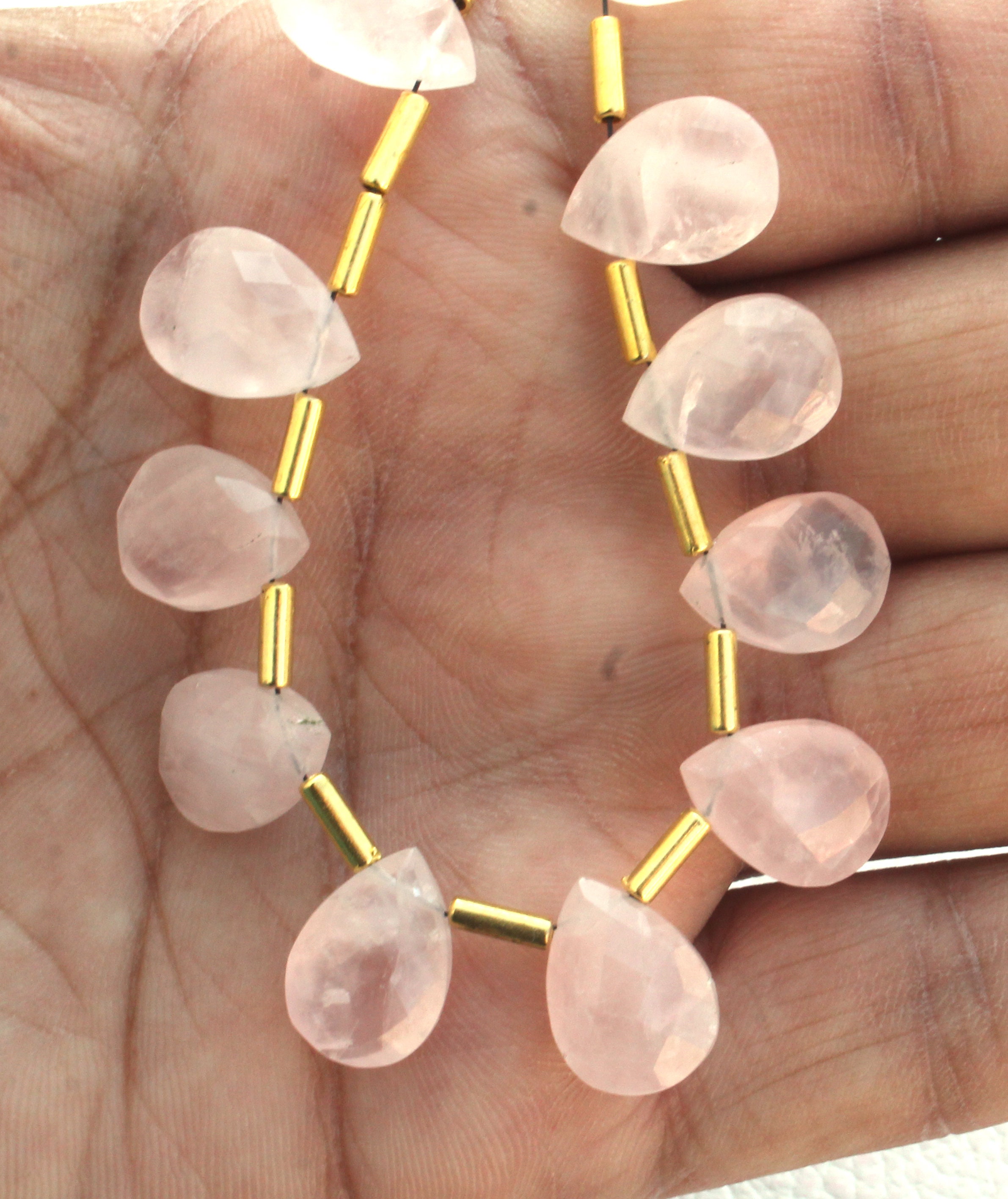 10 pieces natural rose quartz gemstone drilled gemstone | Etsy