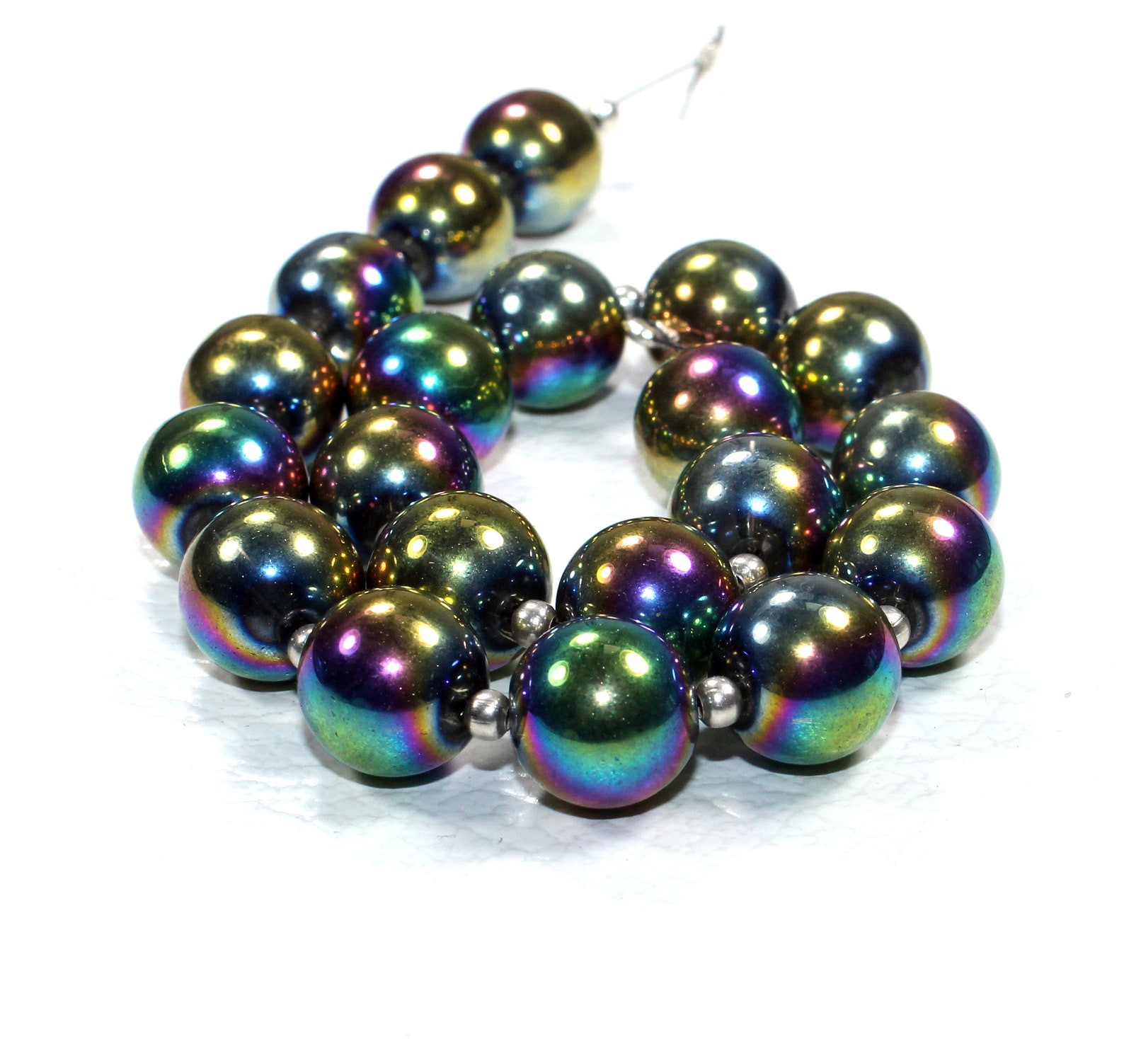 10 pieces Coated titanium gemstone beads drilled round shape | Etsy