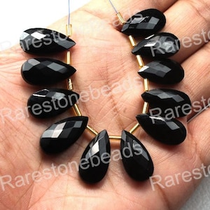 10 Pieces Black Onyx Gemstone, Top Drilled Gemstone, High Polish ...