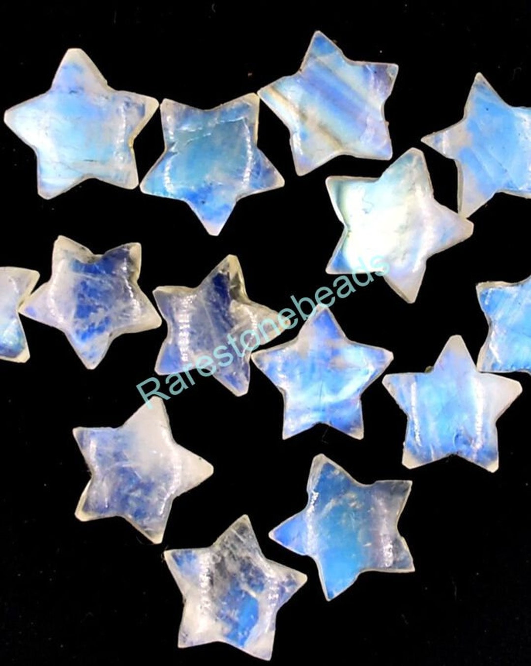 Rainbow Moon Stone Star, 10 Pieces, Natural Moon Stone, Drilled ...
