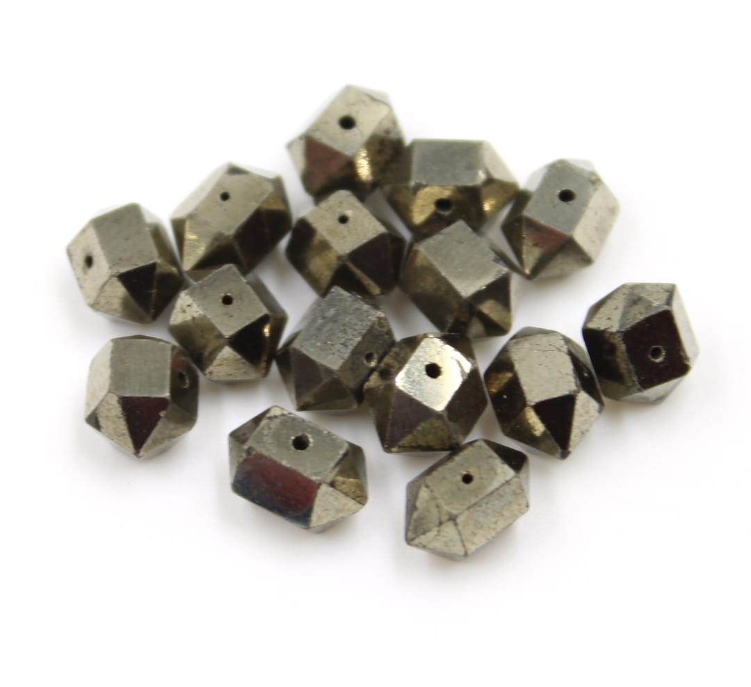 Pyrite Gemstone, 10 Pieces, Herkimer Shape Pyrite, Drilled Gemstone ...