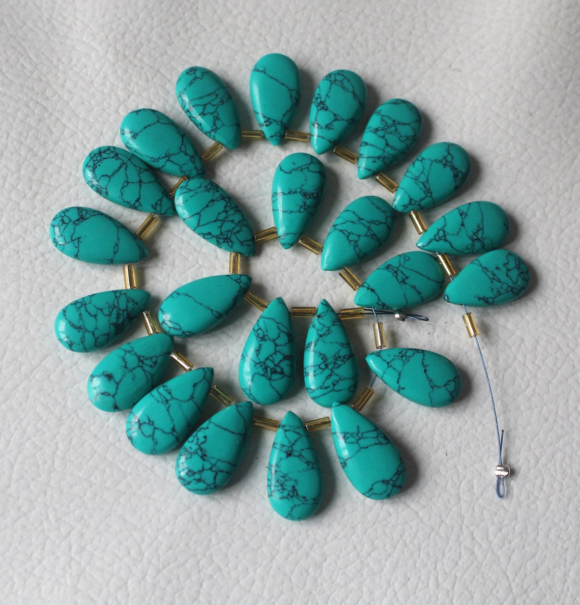 10 pieces How lite Turquoise gemstone top drilled gemstone | Etsy