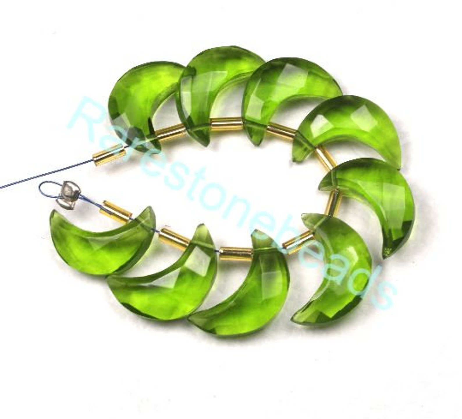 10 Pieces Peridot Quartz Gemstone, Crescent Moon, Drilled Moon Shape ...