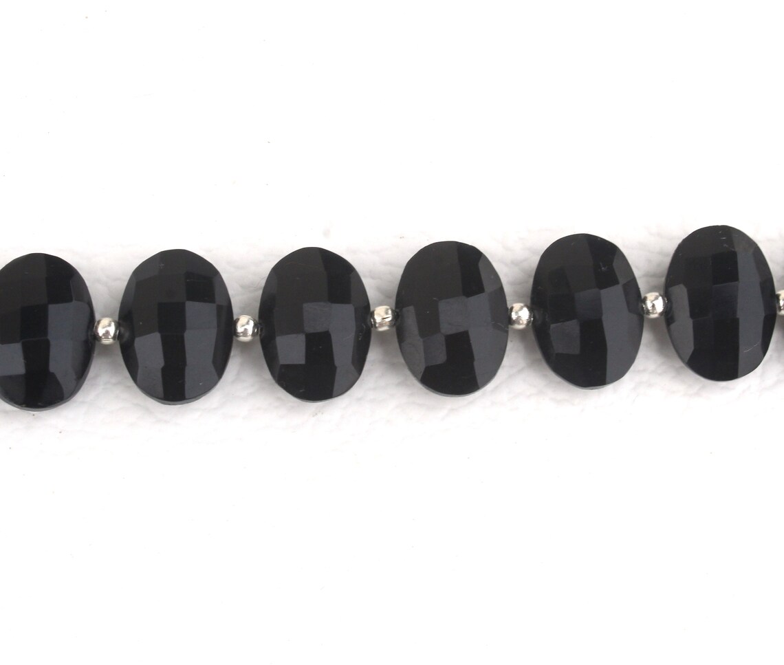 10 pieces Black Onyx gemstone straight drill oval shape | Etsy