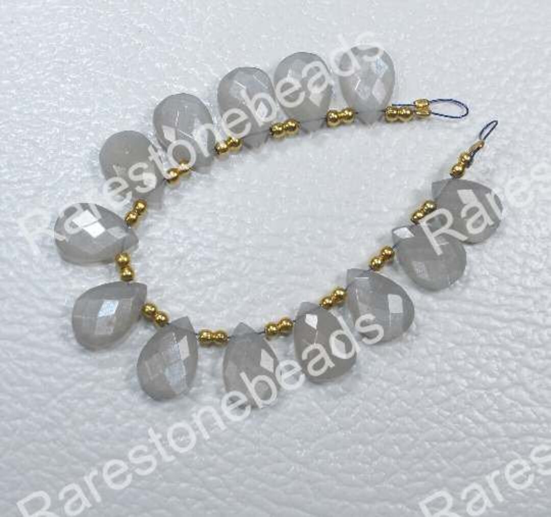 10 Pieces Natural Grey Moon Stone Gemstone, Drilled Gemstone, Gemstone ...